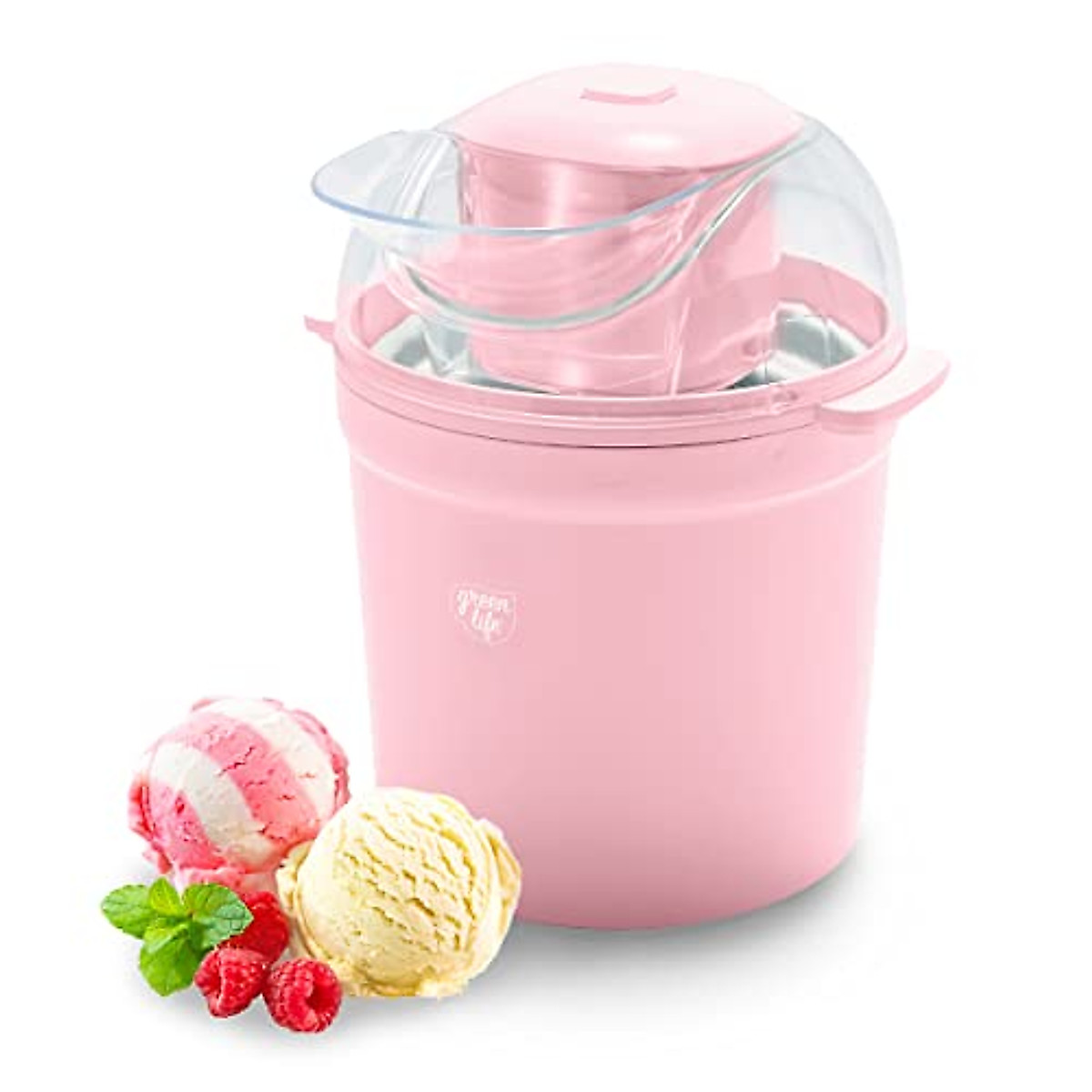 GreenLife 1.5QT Electric Ice Cream, Frozen Yogurt and Sorbet Maker with Mixing Paddle, Dishwasher Safe Parts, Easy one Switch, BPA-Free, Pink