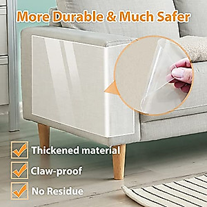 Jetczo Cat Scratch Furniture Protect, 8 Pack 17 x 12 inch Thicker Anti Scratch Furniture Protector, Heavy Duty Couch Protector from Cats