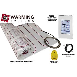 30 Sqft Warming Systems 120 V Electric Tile Radiant Floor Heating Mat with WiFi Touch Screen Programmable Thermostat. Includes Installation Monitor and Floor Temperature Sensor