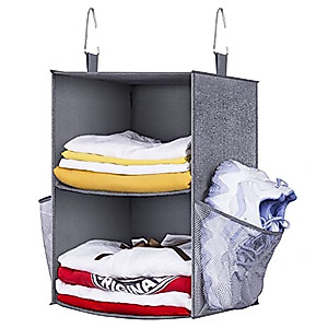 KEETDY 43" Hanging Garment Bags for Closet Storage and 2-Shelf Small Hanging Closet Organizers