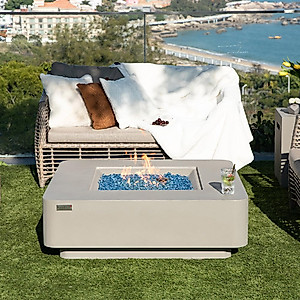 Lucerne Concrete Fire Pit 42".1 x 42 Outdoor Patio Firepit Includes Fire Glass Modern Fire Pits & Outdoor Fireplaces for Garden, Deck, Indoor & Outdoor Heating