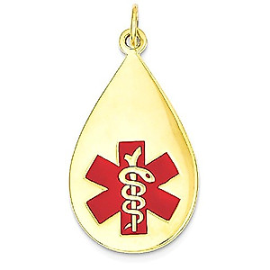 14k Yellow Gold Medical Alert Necklace Charm Pendant Fine Jewelry For Women Gifts For Her