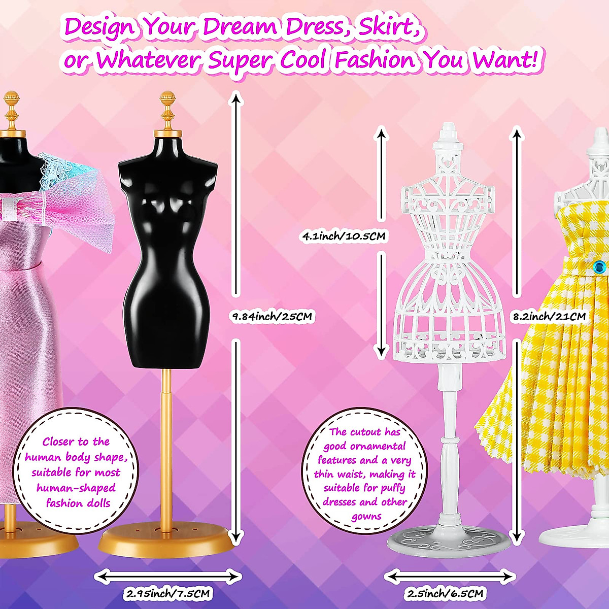 AMOPRO Fashion Designer Kit for Girls, 800PC+ Creativity DIY Arts & Crafts Design with 5 Mannequins, Learning Toys Doll Clothes Making Sewing Kit for Kids Ages 8-12+ Birthday Girls Gift