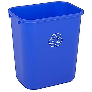 Continental Commercial 2818-1 Rectangle Recycling Waste Basket, 28-1/8 Qt, 14-1/2 x 10-1/2 x 15 in, Blue