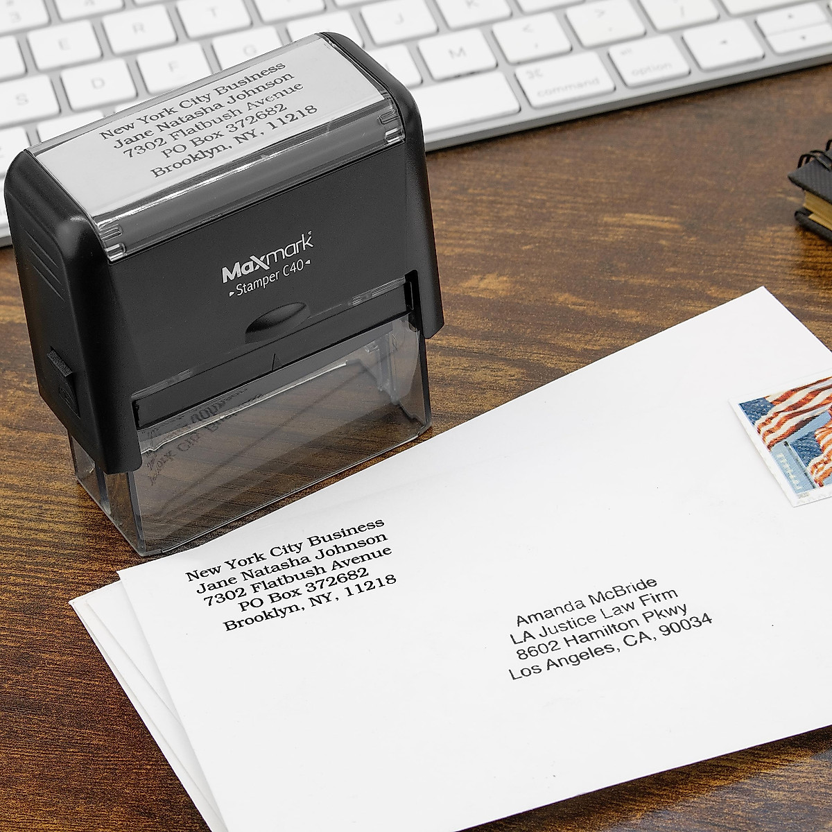 MaxMark Customized Self Inking Stamp - Up to 6 Lines of Text - X-Large Size - Choose from 15 Ink Colors