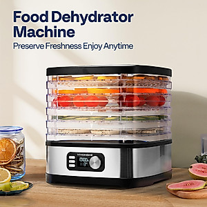 VIVOHOME Food Dehydrator Machine, Dehydrator for Food and Jerky, Fruits, Meat, 5 Trays Electric Dryer Dehydrator with 72H Digital Timer and Temperature Control for Veggies, Herbs, Mushroom, Dog Treats