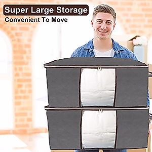 Ragestor ppliessu 90L large clothes storage container closet organizer storage bags for clothes under bed storage bin organizer for closet shelves basement（3pack,grey