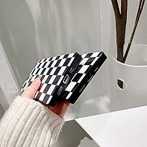 Reezaddin Square Checkered Phone Case for iPhone 13 Pro Max Black White Grids Plaid Checkerboard Slim Soft Classic Trunk Design Strong Shockproof Protective Checker Cover for iPhone 13promax 6.7"