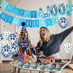 37 Pack Dog Birthday Party Supplies, Dog Birthday Boy Bandana with Dog Birthday Banner Balloon Pet Birthday Hat Bowtie Birthday Number Cake Topper for Pet Doggie Puppy Birthday Party Decorations