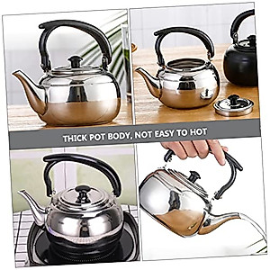 GRIRIW Stainless Steel Teapot Travel Kettle Water Boiling Container Teapot Spout Filter Hiking Stove Water Heating Kettle Espresso Machine Travel Water Kettle Coffe Filters Silver