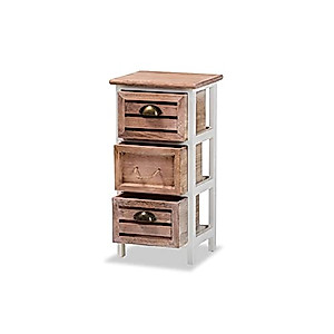 Baxton Studio Palta Modern and Contemporary Two-Tone White and Oak Brown Finished Wood 3-Drawer Storage Unit