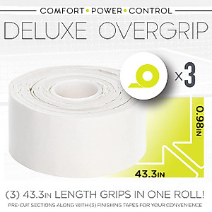 Franklin Sports Pickleball Paddle Overgrips - Provides Extra Grip - Slight Tackiness - Durable & Strong - 3 Grips Included - White