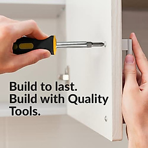 6 in 1 Screwdriver set with Comfortable Non-Slip Grip, Multi-tool Screw Driver Bit Set multipurpose, All in 1 Nut Driver with Phillips/Slotted Super Quality Steel Bits, with Built-in bit holder