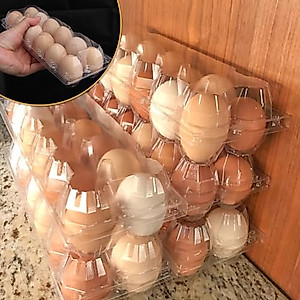 KUKLIPJIM 120 Pack Bulk Egg Cartons, Clear Plastic Chicken Egg Holders, Egg Tray Carton Holder for Home & Kitchen, Farm & Market Use, An Eco-Friendly Egg Storage Solution, 12 Grids
