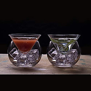 LEMONSODA Stemless Martini Glasses with Chiller Set of 2 - Elegant Cocktail Glass Set with Server Bowl - Beautiful Bar Martini Gift Set for Margarita, Manhattan Cocktails | SC2025