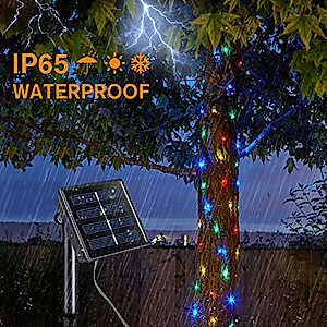 QITONG 2 Pack Upgraded PVC Solar Fairy Lights, Each 33ft 100 LED Multicolor Solar String Lights Outdoor Waterproof, 8 Modes Solar Christmas Twinkle Lights
