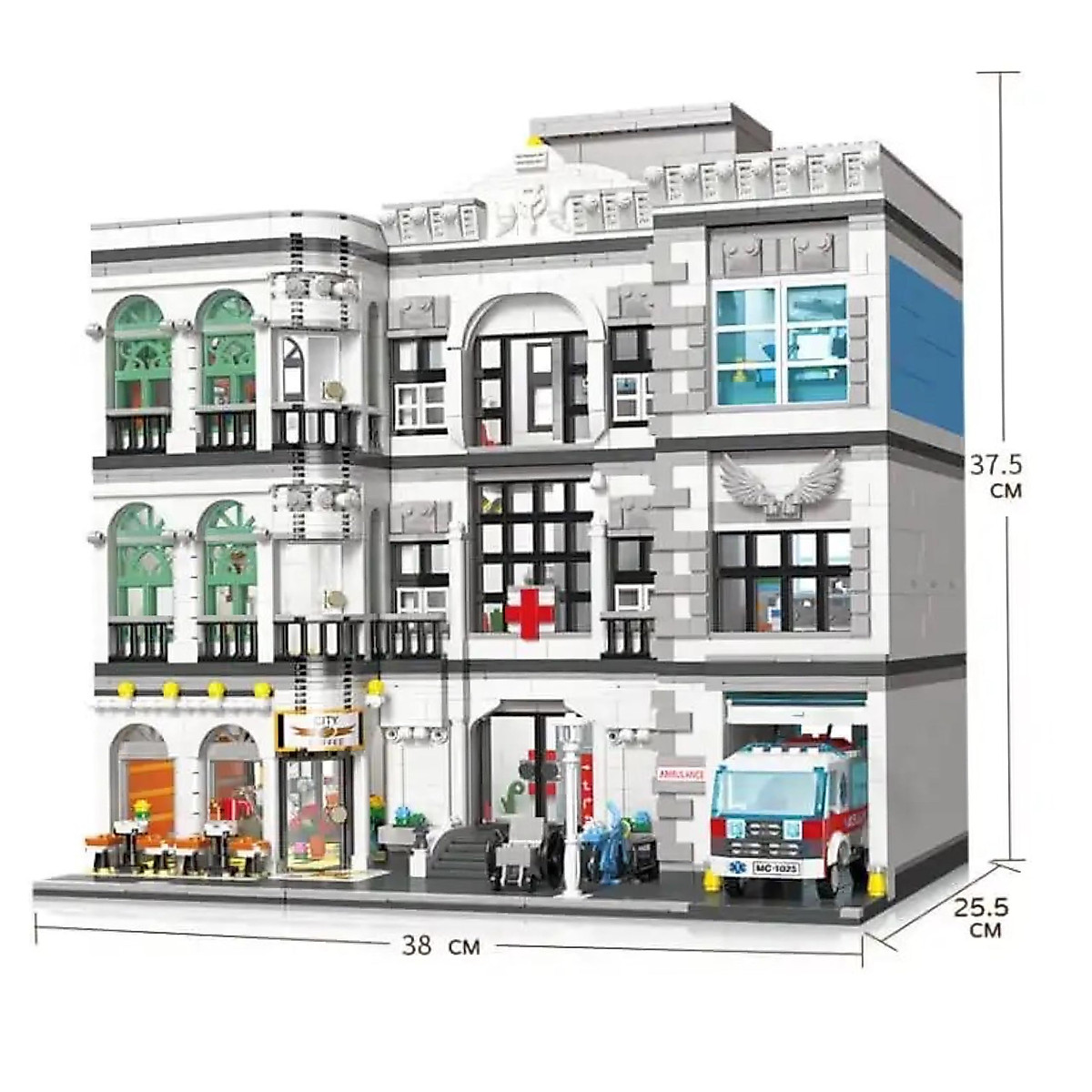 General Jim's Modular Building Blocks City Emergency Hospital Set Expert Creator - Great Gift for MOC Builders- Compatible with Lego City Sets