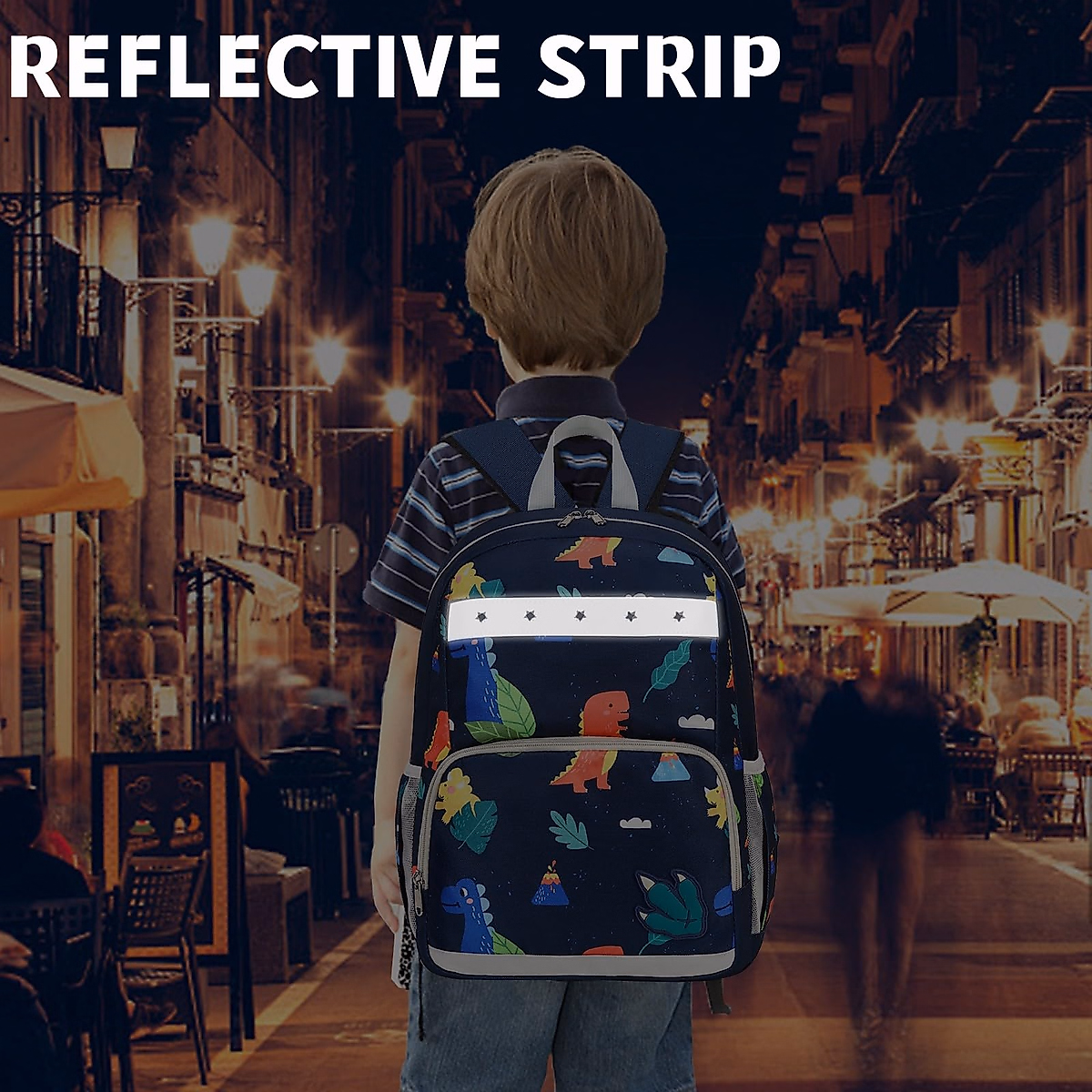 LOIDOU Kids Backpack Boys Kindergarten Preschool Backpacks Toddler School Bag Bookbag 16 Inch Dinosaur Backpacks for Kids 5+