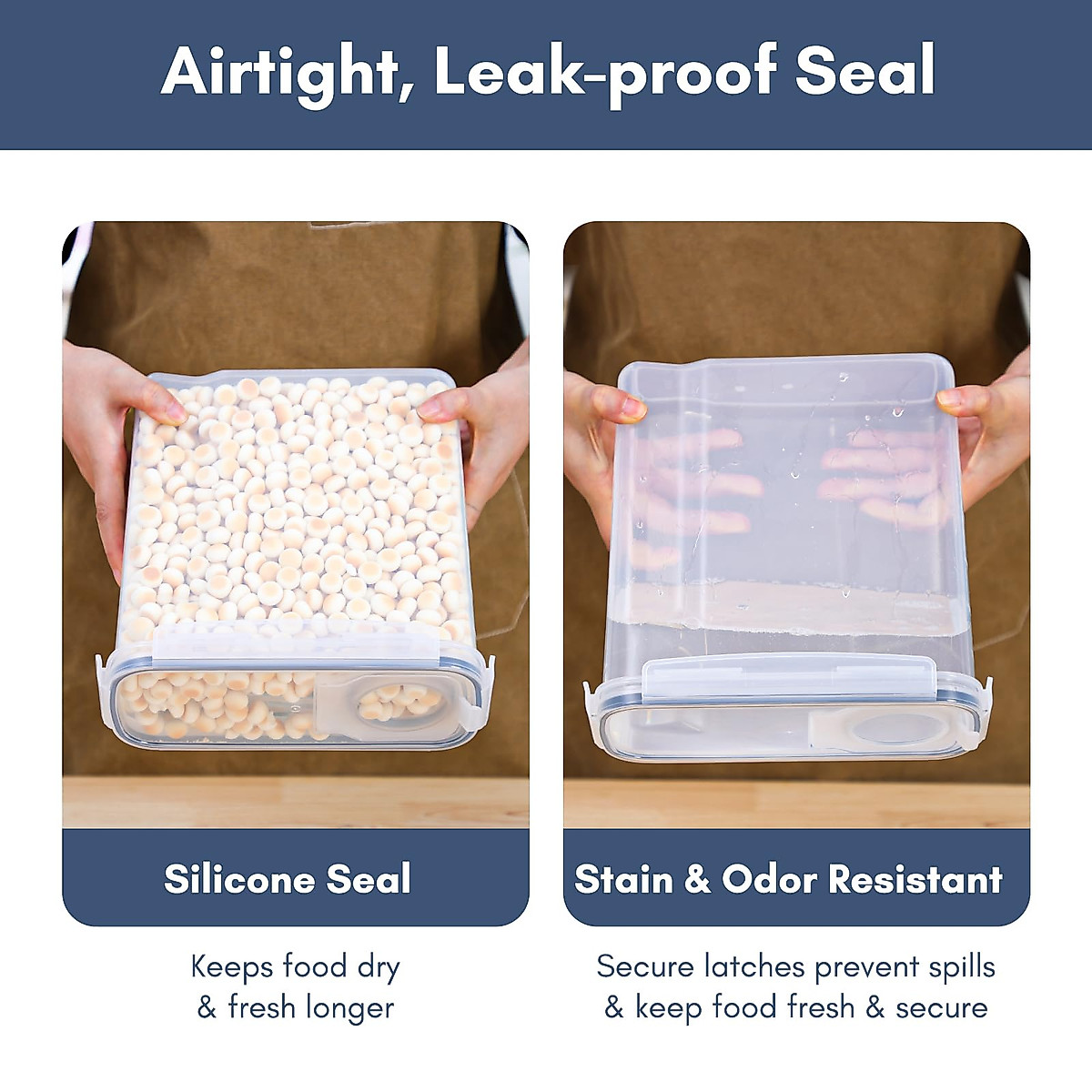 4pcs 4L Cereal Containers Storage Airtight Large Food Storage Containers for Kitchen Organization, 135oz Plastic Cereal Pantry Containers with Measuring Spoons, for Flour, Sugar, Rice