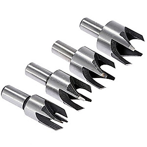 Ginode 8 pcs 5/8" 1/2" 3/8" 1/4" Wood Plug Cutter Tool Drill Bits Set + 6PCS 1/4'' Hex Shank HSS 5 Flute Countersink Drill Bit Set (14pcs)