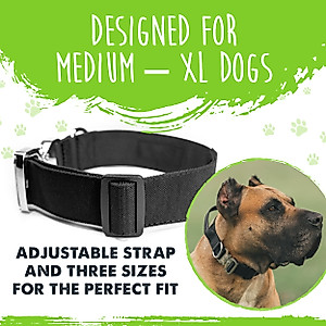 Mighty Paw Dog Collar - Heavy Duty with Tactical Metal Buckle - Heavy Duty Buckle - Weatherproof Polyester Tactical Dog Collar - Dog Training Collar for All Dog Breeds - Dog Collar with Handle - Black
