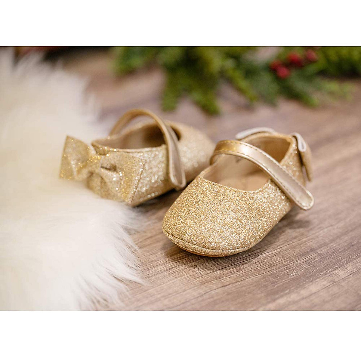 Felix & Flora Gold Baby Shoes Girl 12-18 Months - Infant Baby Walking Shoes Moccasinss Rubber Sole Crib Shoes(Gold,12-18 Months)