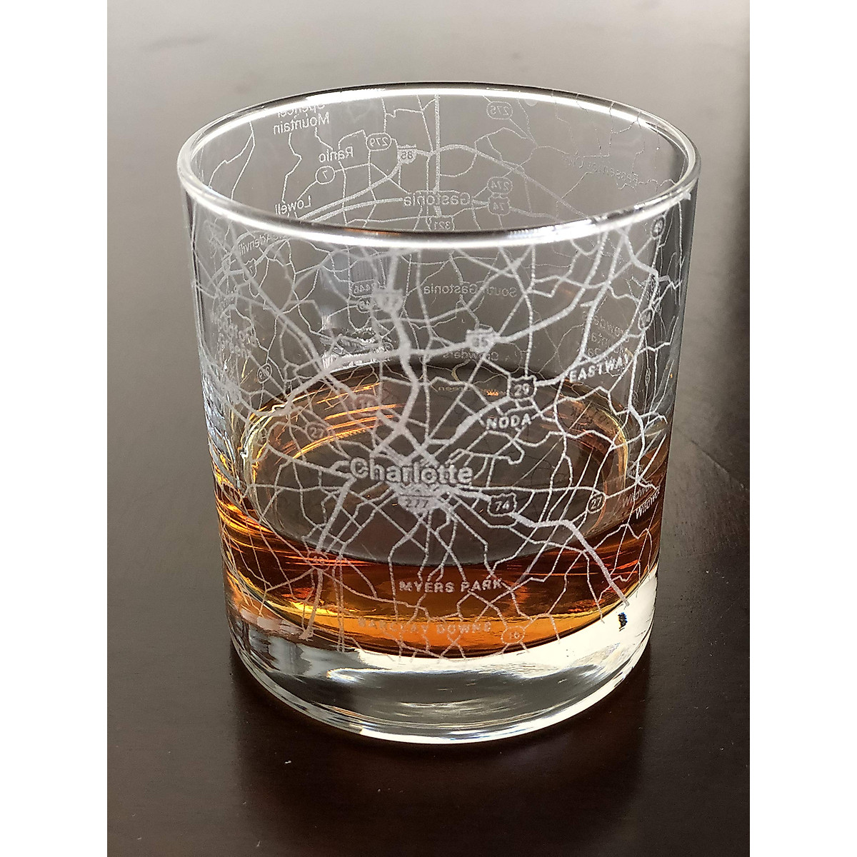 Rocks Whiskey Old Fashioned 11oz Glass Urban City Map Charlotte North Carolina