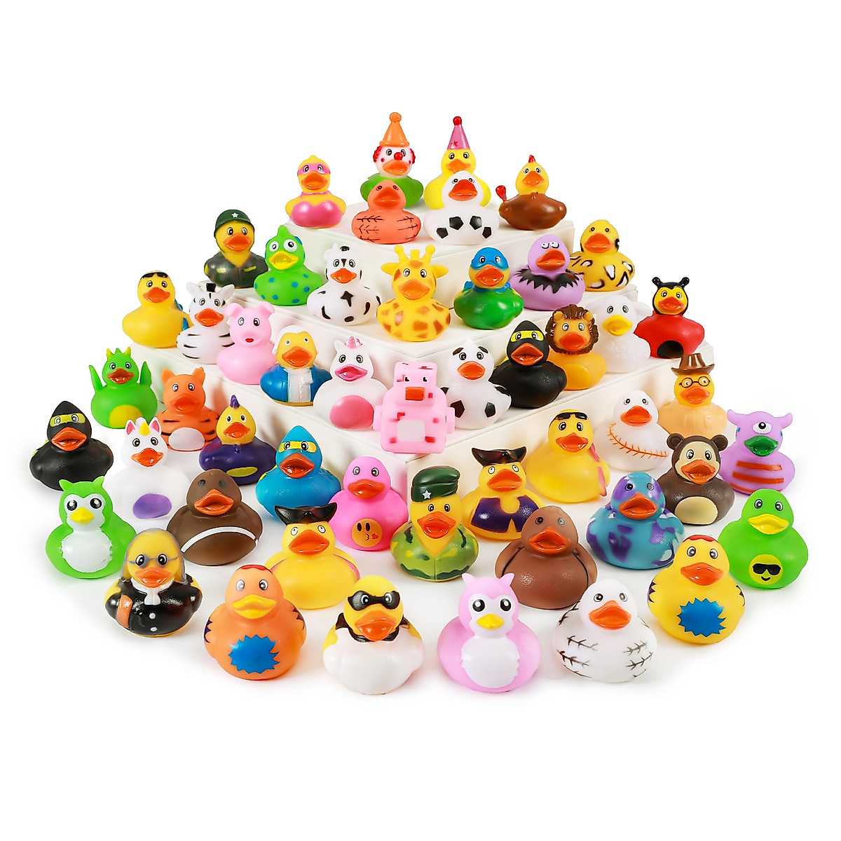 XY-WQ 50 Pack Rubber Duck for Jeeps Ducking - 2.3 Inch Bulk Floater Duck for Kids - Baby Bath Toy Assortment - Party Favors, Birthdays, Bath Time, and More (50 Varieties)