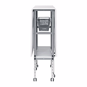 Studio Designs Sew Ready Mobile Height Adjustable Hobby and Craft Cutting Table with Drawers in Silver/White (13374)