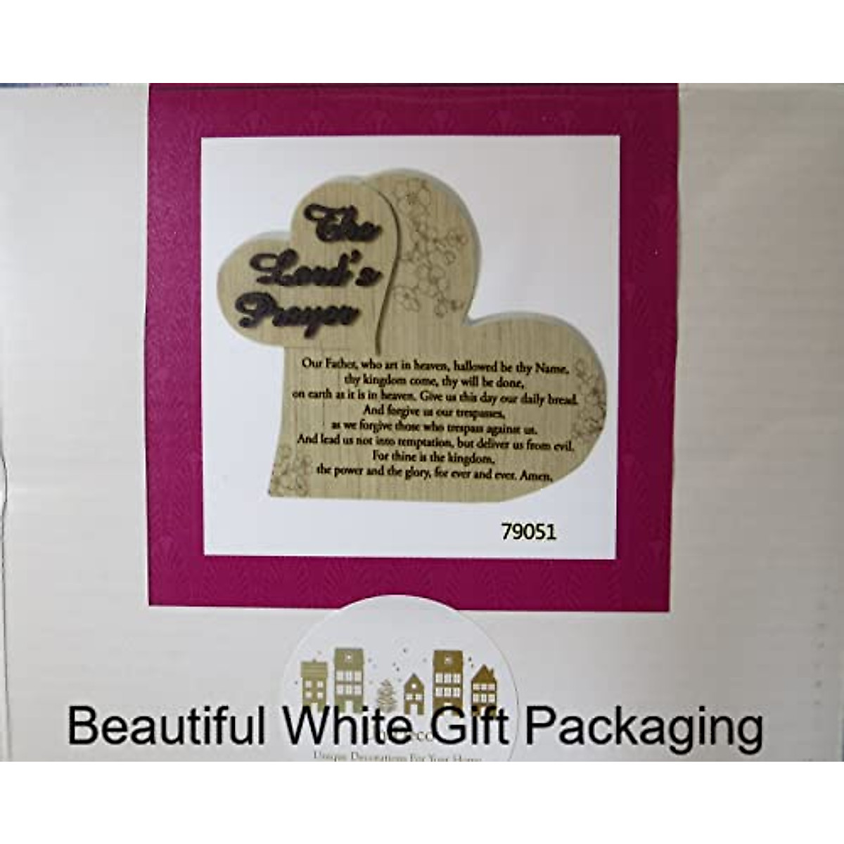 UNIDECO Wooden Heart Décor Wall - 7.0 Inch The Lords Prayer Wall Art - Wood Heart Shaped Decoration for Home - Hanging Art Living Room Accent Shelve - Decorative Religious Praying Rustic Kitchen