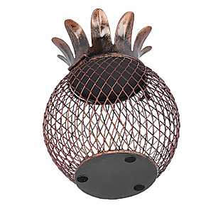 Restokki Wine Cork Container Iron Pineapple Shaped Wine Bottle Picture Frames Cork Storage Box Ornament for Home Bar Decoration