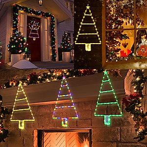 LYHOPE Christmas Decorations Lights, LED Christmas Ladder Light 2ft, 8 Modes & Timer Battery Christmas Lights, Xmas LED Ladder Tree Light for Window Wall Home Garden Outdoor Indoor Decor (Multicolor)