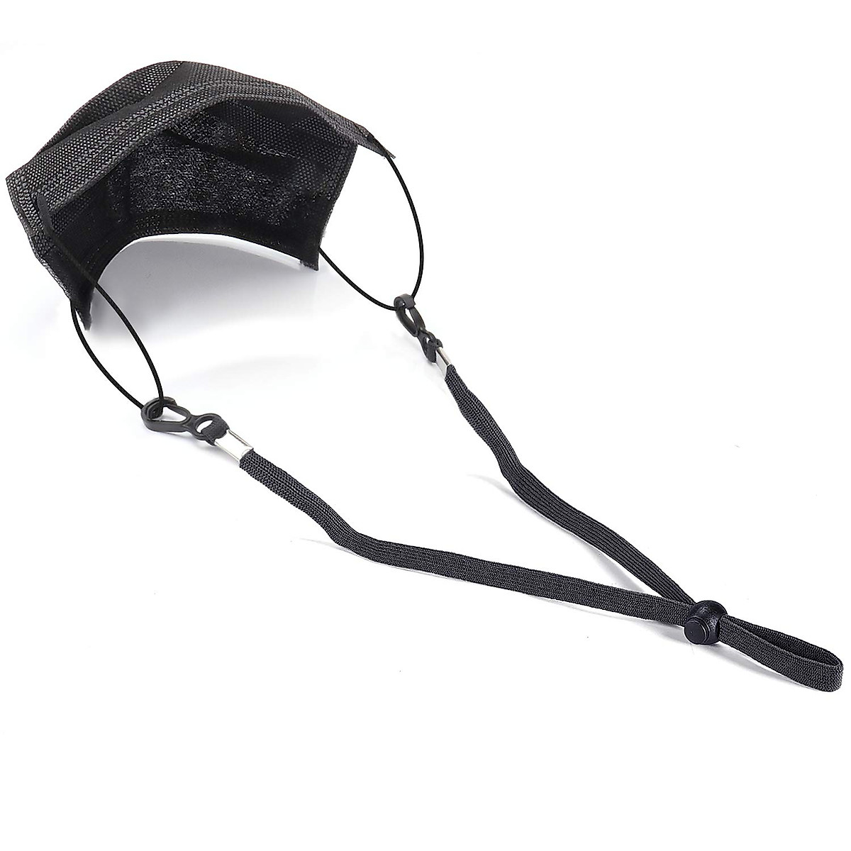 SHINKODA Adjustable Mask Lanyard Extra Long Face Mask Neck Strap Hanger/Holder, Elastic Rope with Double Clips & Snap Button, Great for Kids & Adults, Value Pack of 5, Black