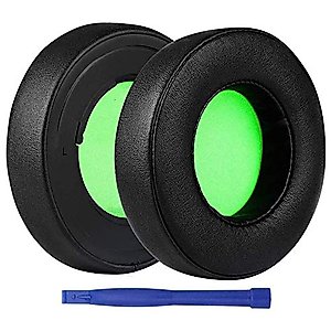 Kraken Pro V2 Ear Pads, Oval Replacement Headphones Ear Cushions Protein Leather Memory Foam Earpads Cover Earmuffs Repair Parts for Razer Kraken Pro 7.1 V2 Gaming Headset Easy Installation - Green
