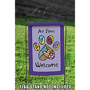 Toland Home Garden 119513 All Paws Welcome Paw Print Flag 12x18 Inch Double Sided Paw Print Garden Flag for Outdoor House Cat Dog Flag Yard Decoration