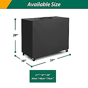 Patio Watcher Cooler Cart Cover Waterproof with Coating, Fits Most 80 Quart Rolling Cooler Cart Cover, Outdoor Beverage Cart Patio Ice Chest Protective Covers, Black，37"(L) x 18" (W) x 29"(H)