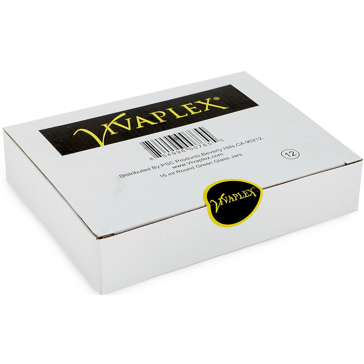 Vivaplex, 12, Green, 15 ml, Round Glass Jars, with Inner Liners and black Lids