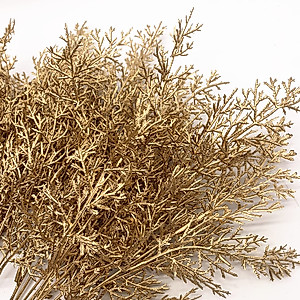 LOVENIMEN Artificial Plants for Christmas Decor, Gold Antler Grass Bunches Fake Shrubs Leaves Faux Branch Indoor Outdoor Home Garden Party Hotel Verandah Wedding DIY Xmas Decoration - Golden 4 Pack