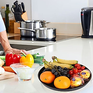 12 Inch Lazy Susan Organizer, Lazy Susan Turntable for Cabinet, Stainless Steel Spice Rack Trays Storage for Fridge Refrigerator Kitchen Bathroom Pantry Cabinet Cupboard Table Organization, Black