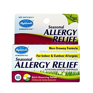 Allergy Pills by Hyland's, Non Drowsy Seasonal Allergy Relief, Safe and Natural for Indoor & Outdoor Allergies, 60 Quick Dissolving Tablets (Pack of 4)