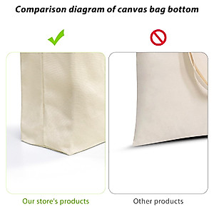 Faylapa 6 Pcs Canvas Tote Bags,Heavy Duty and Strong Easter Hunter Bag Shopping Grocery Bag Blank Cotton Bags for Decorating Crafts DIY,Painting (Beige,12.2"x14.3")