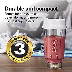 Hamilton Beach Personal Blender for Shakes and Smoothies with 14oz Travel Cup and Lid, White (51101V)