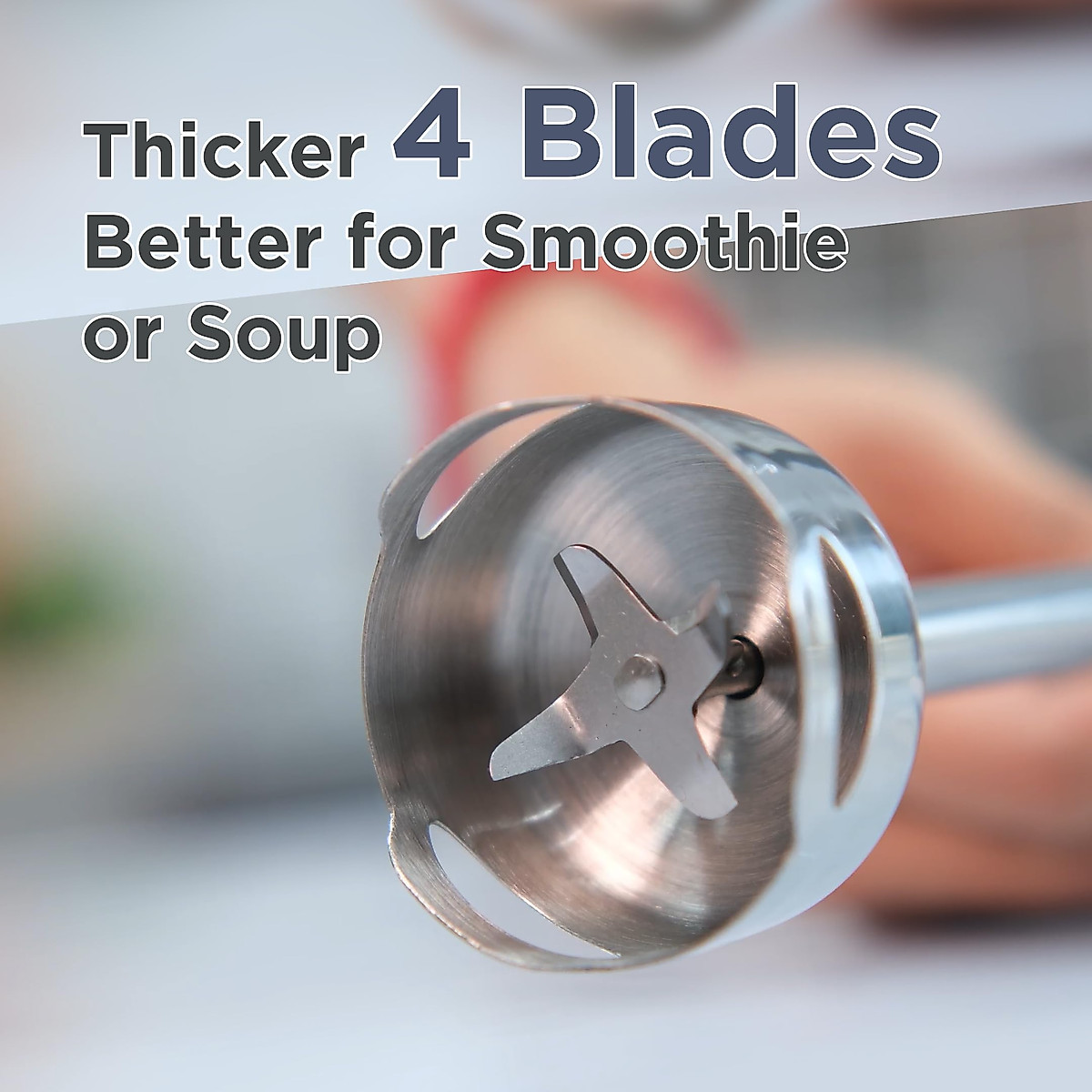 Magiccos Immersion Stick Hand Blender - 9 Speeds Contorl, Slim Stick Blender Wand, 350W DC Motor, For Shakes and Smoothies, Puree Baby Food & Soup, Whisk & Milk Frother Attachments(Red)