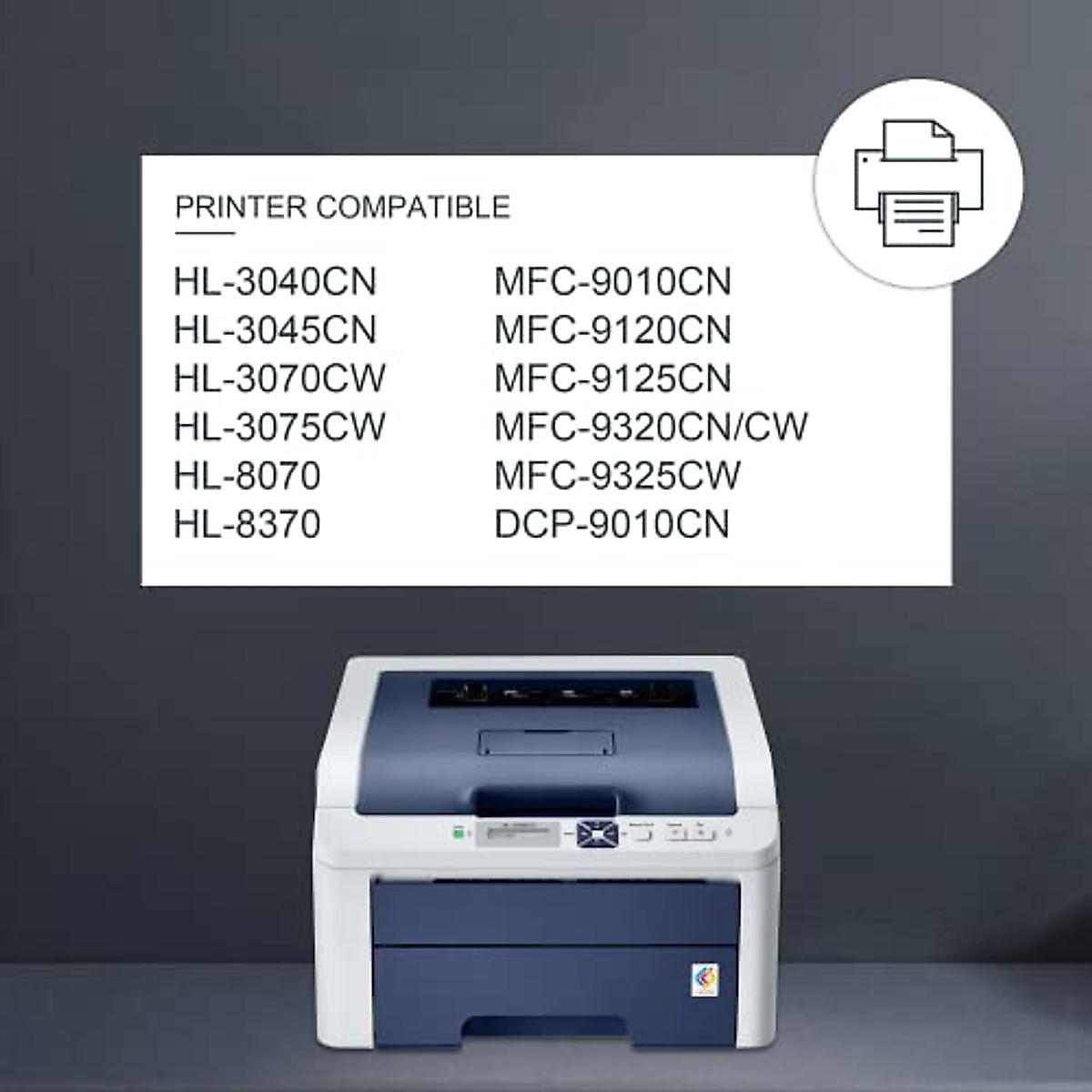 DRAWN TN-210BK TN-210C TN-210M TN-210Y Toner Compatible TN210 Toner Replacement for Brother HL-3040CN HL-3045CN HL-3070CW HL-3075CW HL-8070 HL-8370 MFC-9010CN Printer, 4-Pack (1BK/1C/1M/1Y)