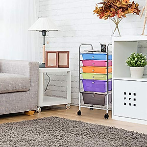 Giantex 6 Storage Drawer Cart Rolling Organizer Cart for Tools Scrapbook Paper Home Office School Multipurpose Mobile Utility Cart (Multicolor)