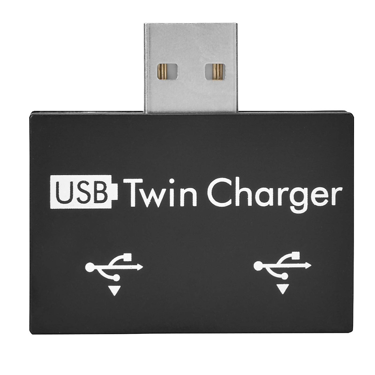 Portable Male to 2 Port USB Twin Charger USB Hub, USB2.0 Hub Adapter, Plug and Play for Mobile Device with USB Port(black)