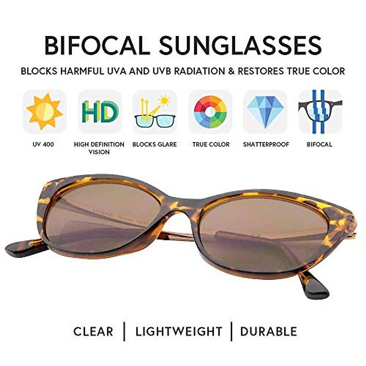 VITENZI Sunglasses with Readers for Women, Reader Sunglass with Bifocals, Cat Eye Tinted Reading, Verona in Tortoise 2.50