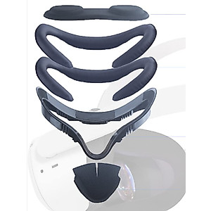 NIUVR Face Fitness Vent Interface Compatible with Oculus Quest 2 VR Headset Accessories, Removable PU Mask Foam Facial Pad/Lens Cover Protector/Breath Bracket Compatible with Quest2 Glasses Spacer