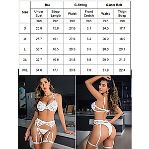 Avidlove Women's Exotic Lingerie Sets Sexy Bra and Panty Sets Plus Size Lingerie Floral (White, XXL)