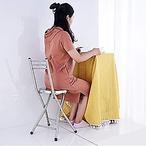 Thick Stainless Steel Round Stool Folding Home Dining Chair backrest Stool Small Bench Portable Outdoor Picnic Chair high 76cm